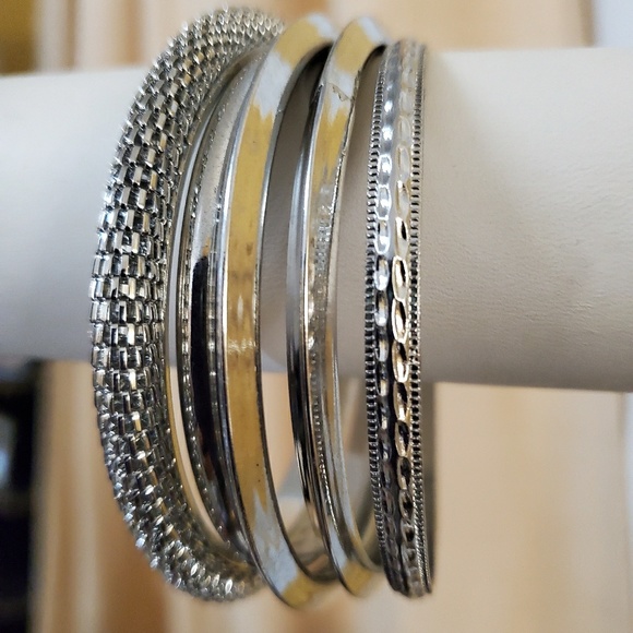 LOFT | Jewelry | New Loft Silver Bangle Bracelet Set 2 | Poshmark
